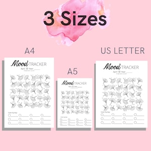 Monthly Mood Tracker Printable A4, A5 & Letter Size PDF 12 Designs ...
