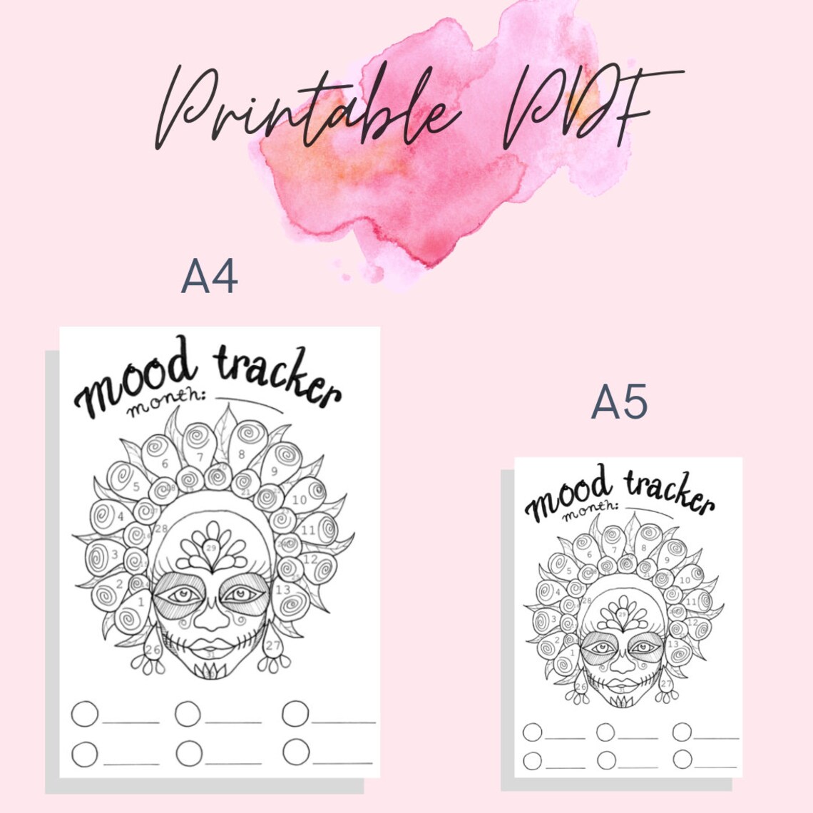 Mood Tracker Monthly Printable PDF A4 & A5 Mood Chart Mood Tracking ...