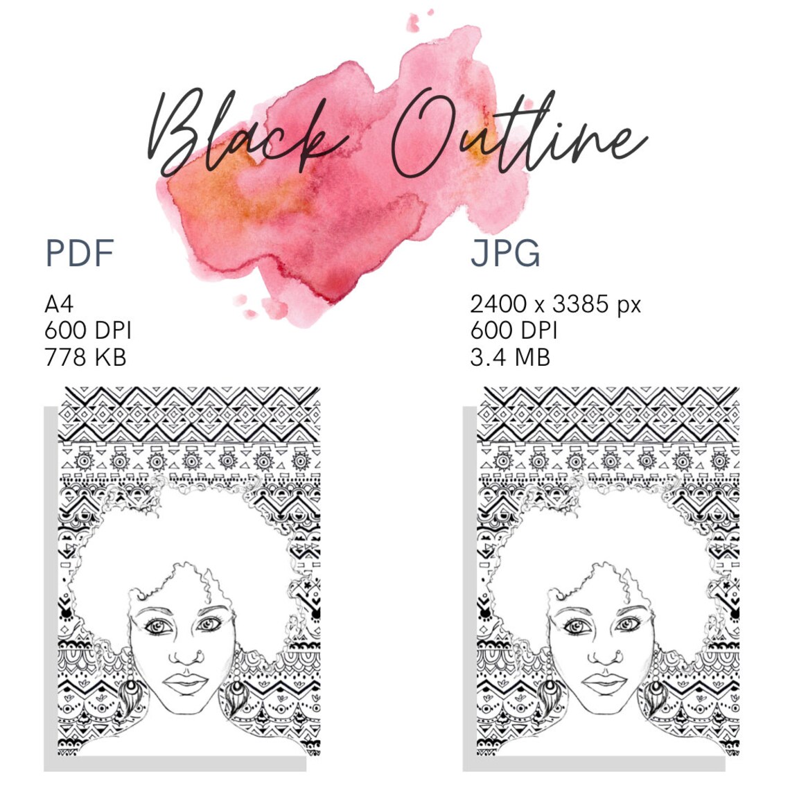 African Coloring Page | Adult Coloring Page | African Girl + Tribal ...