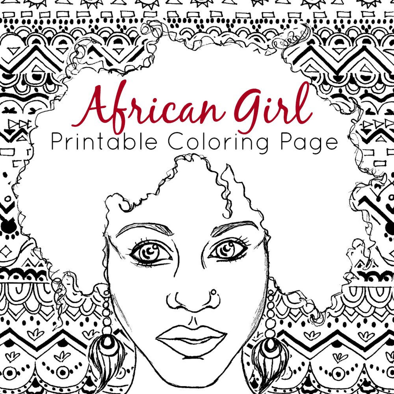 African Coloring Page | Adult Coloring Page | African Girl + Tribal ...