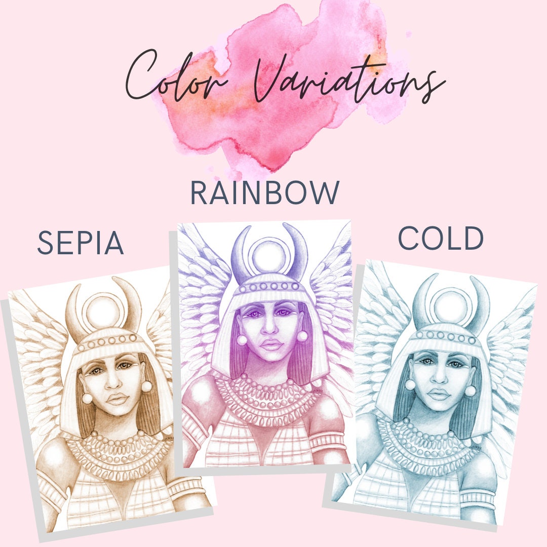 Printable Adult Coloring Page | Ancient Egyptian Goddess Isis ...
