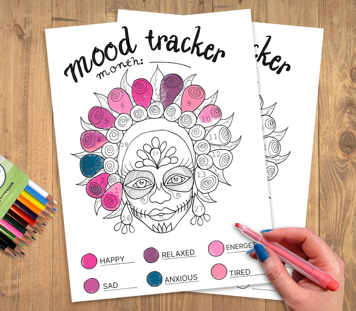 Mood Tracker Monthly Printable PDF A4 & A5 Mood Chart Mood Tracking ...