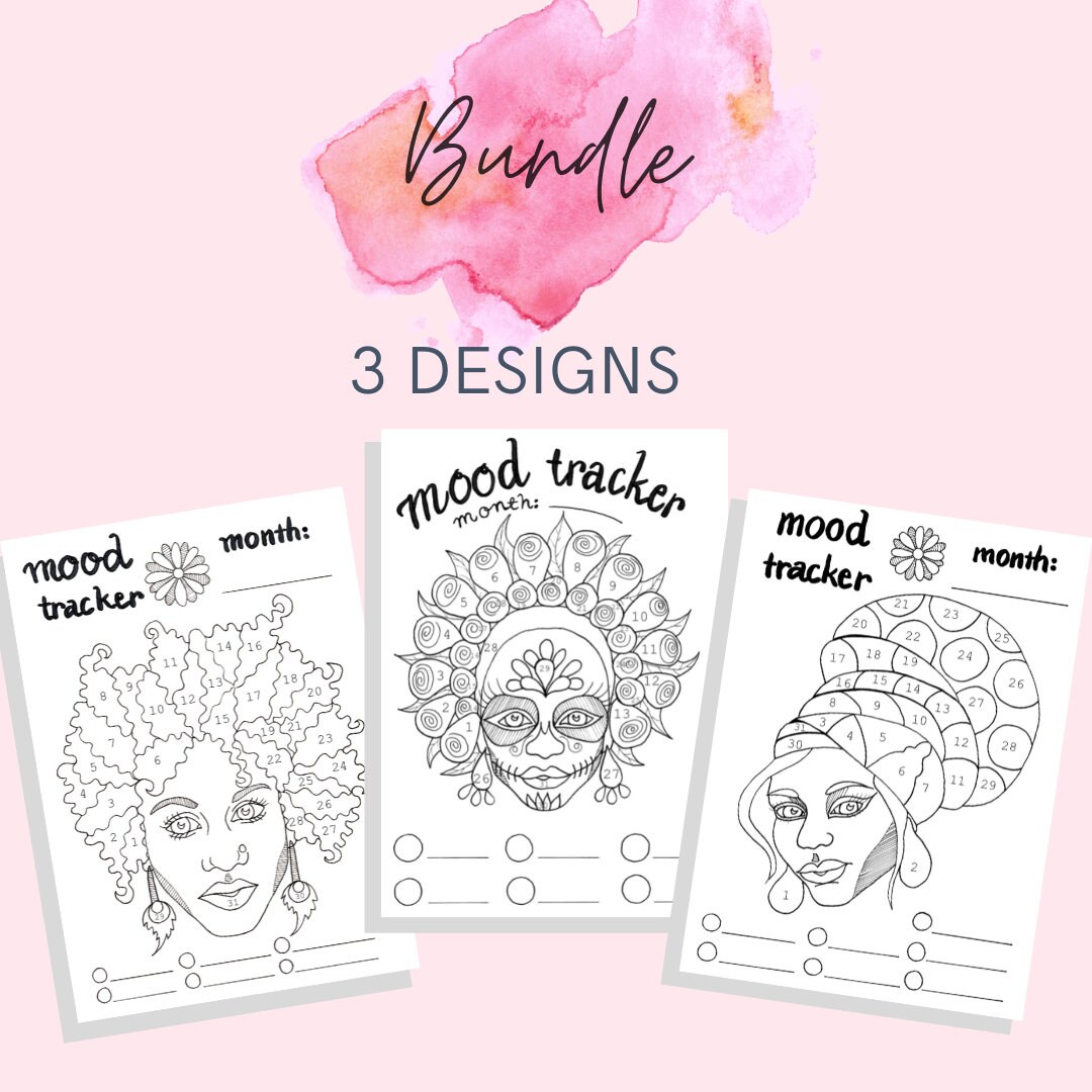 Printable Mood Tracker PDF Bundle A4 & A5 Monthly Mood Chart Set Bullet ...