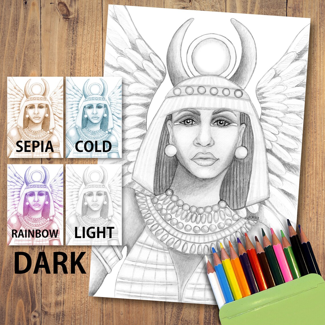 Printable Adult Coloring Page | Ancient Egyptian Goddess Isis ...
