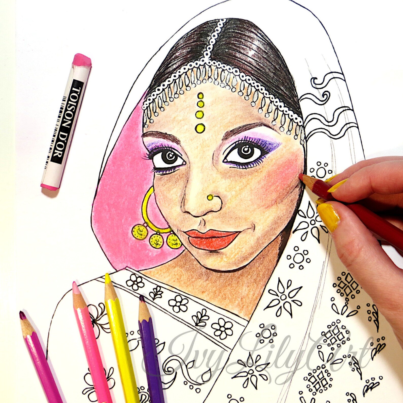 Indian Bride Coloring Page PDF | Indian Wedding Coloring Book Page ...
