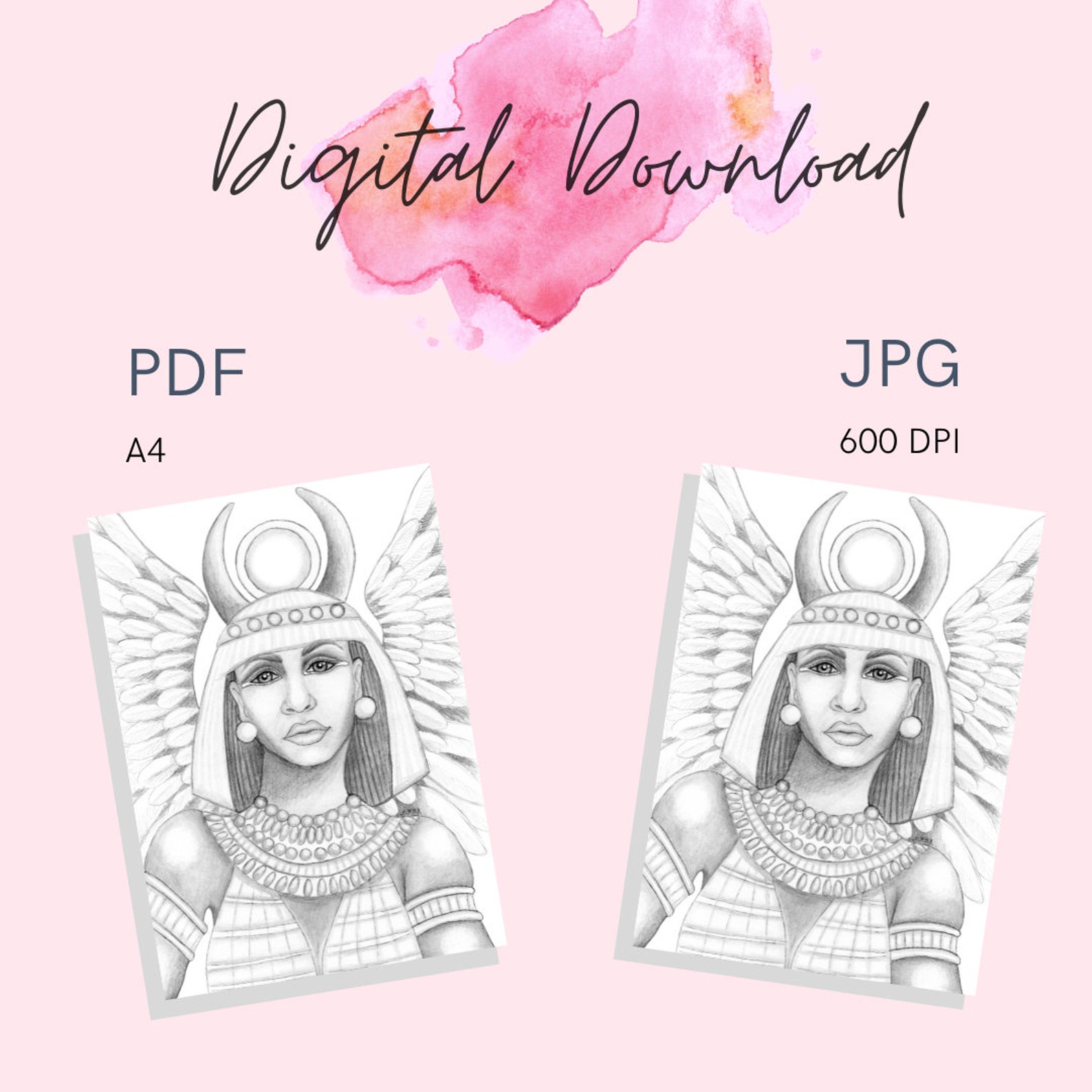 Printable Adult Coloring Page | Ancient Egyptian Goddess Isis ...
