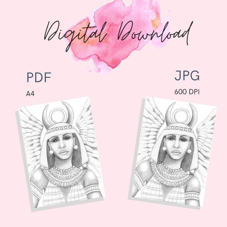 Printable Adult Coloring Page | Ancient Egyptian Goddess Isis ...