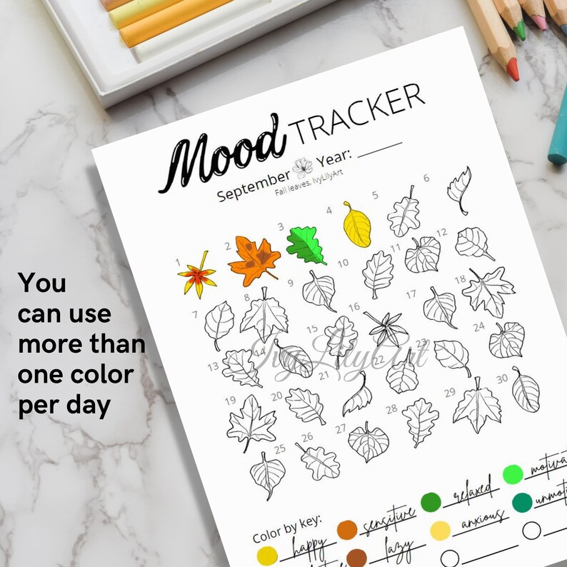 Monthly Mood Tracker Printable A4, A5 & Letter Size PDF 12 Designs ...