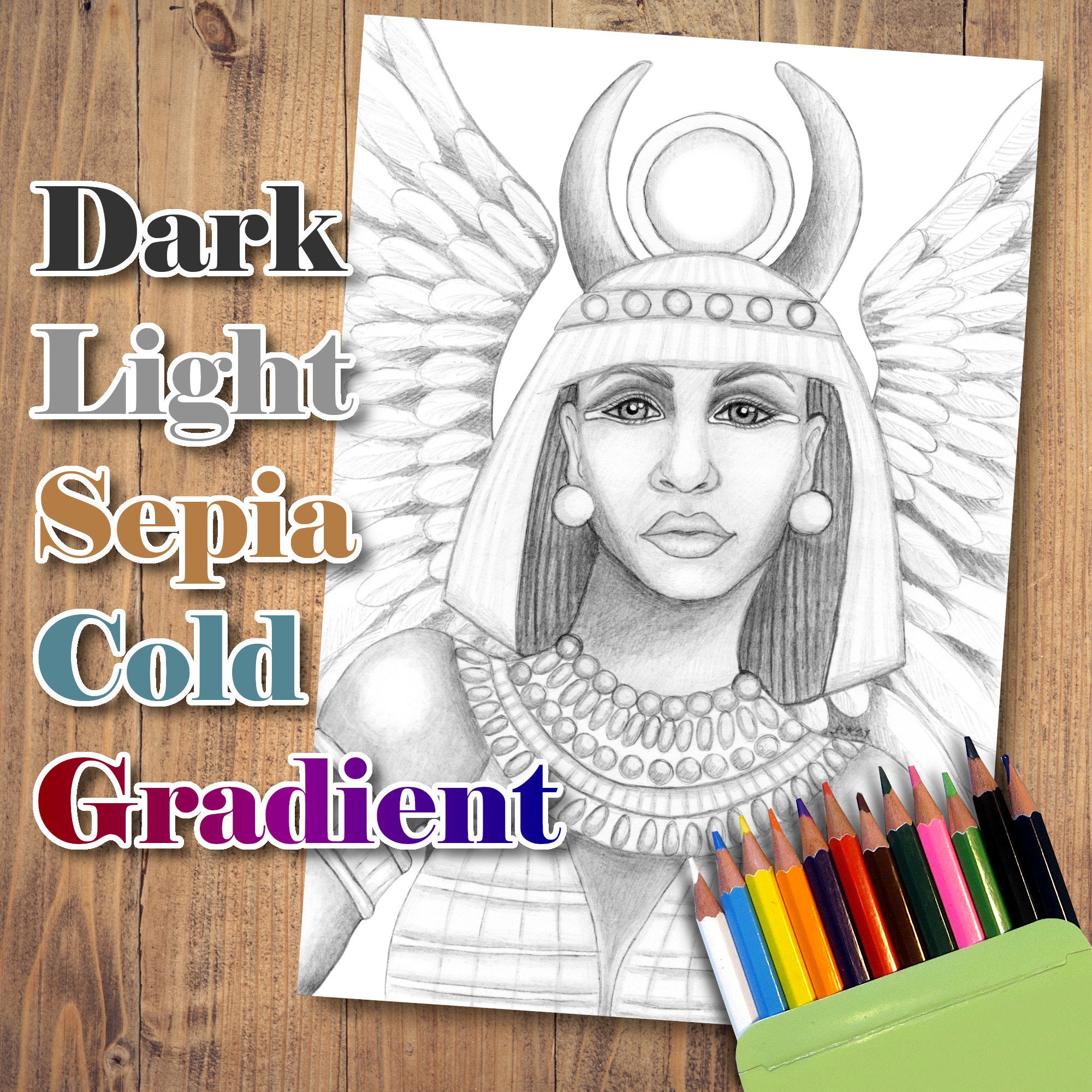 Printable Adult Coloring Page | Ancient Egyptian Goddess Isis ...