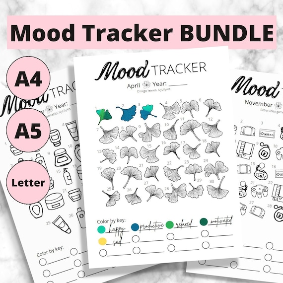 Monthly Mood Tracker Printable A4 A5 & Letter Size PDF 12 - Etsy
