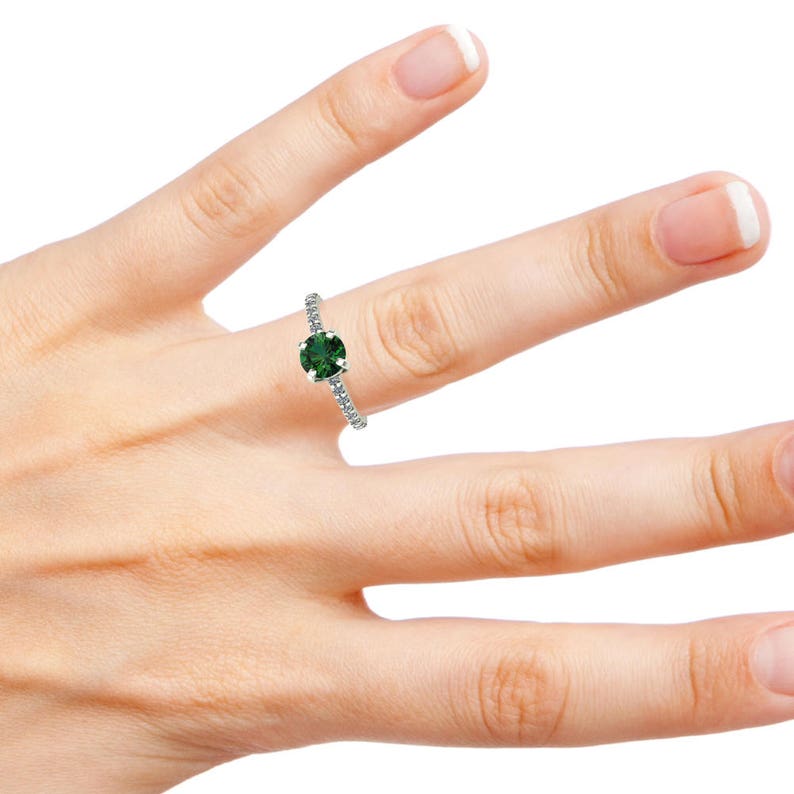 14k Fancy Color Green Forest Diamond Ring Green Diamond - Etsy