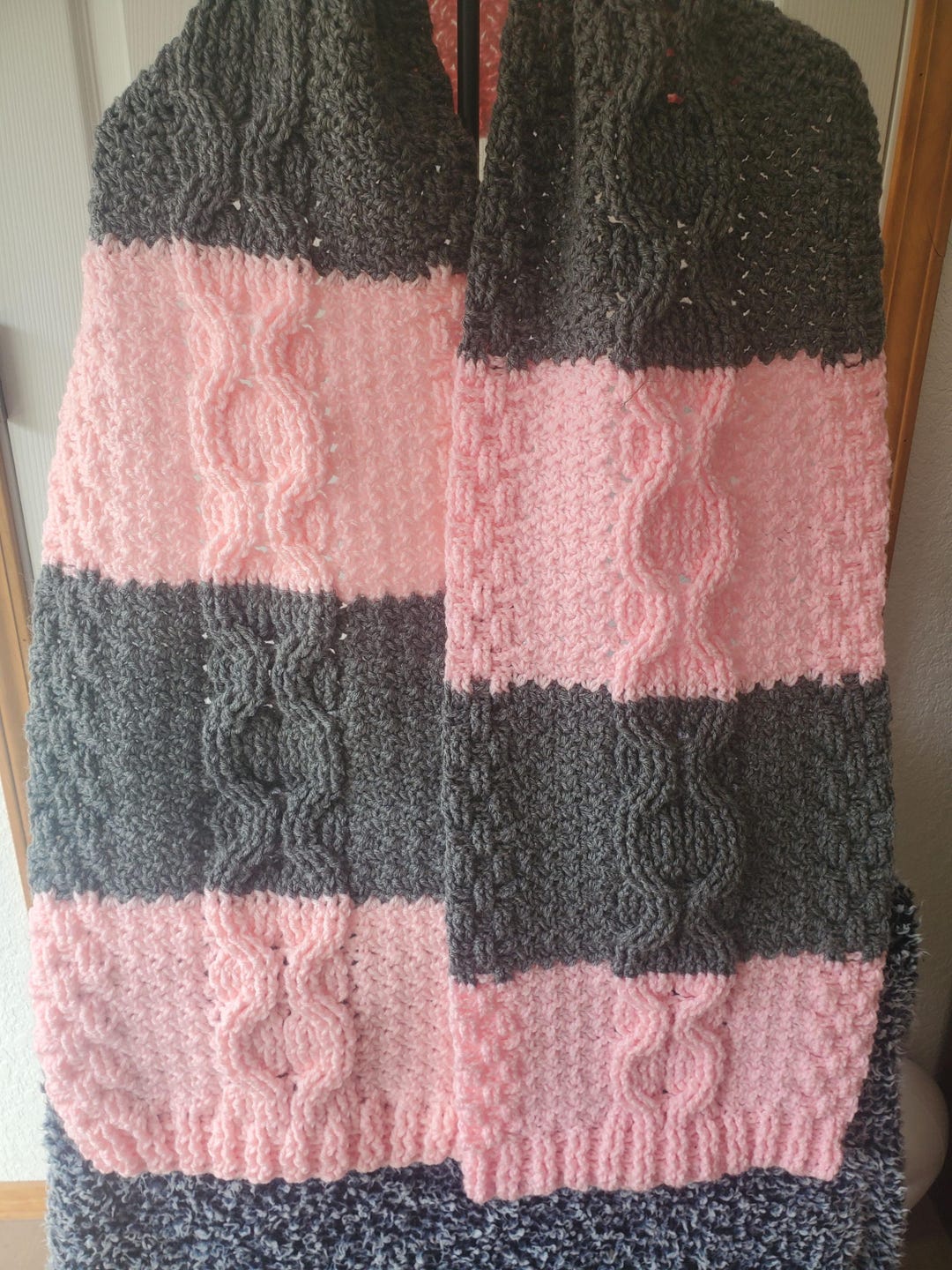Handmade Super Scarf, Crochet Wrap With Honeycomb Cable, Rectangle ...
