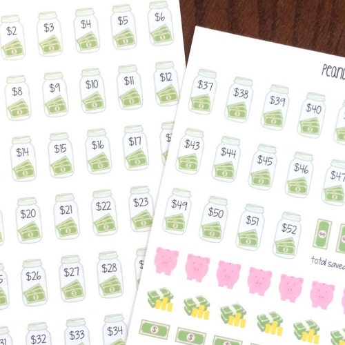 Savings Challenge Planner Stickers 52 Week Money Challenge | Etsy