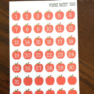 Apple Date Covers - Apple Planner Stickers - Apple Dates - Apple Number ...