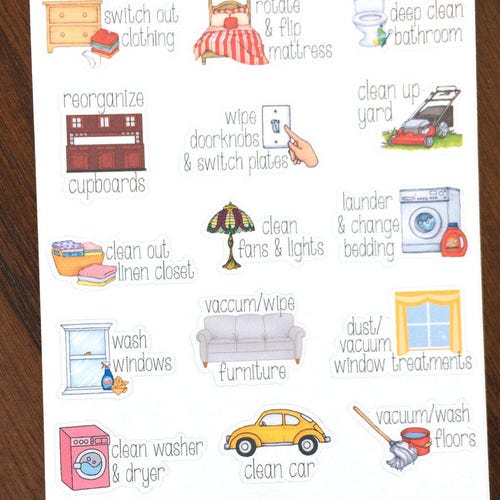 Spring Cleaning Planner Stickers Cleaning Stickers - Etsy
