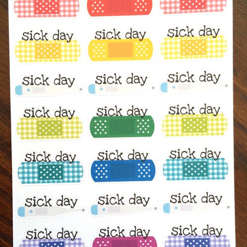 Sick Day Planner Stickers Band-aid Stickers Thermometer - Etsy