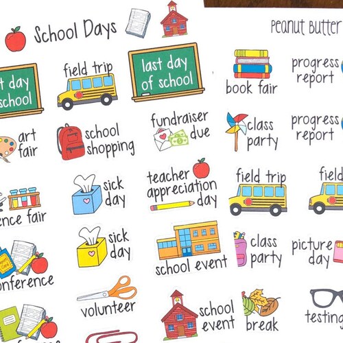 School Year Stickers School Planner Stickers Back to School - Etsy