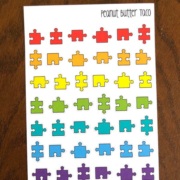 Rainbow Puzzle Piece - Etsy