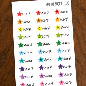5 Stars Planner Stickers - 5 Star Rating Books Movies - Bookish Reading ...