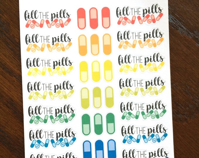 Pill Time Tracking Planner Stickers, Medicine Doodle Planner Stickers ...