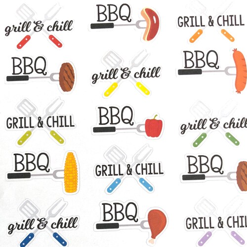 Grill & Chill Stickers BBQ Stickers Grilling Stickers - Etsy
