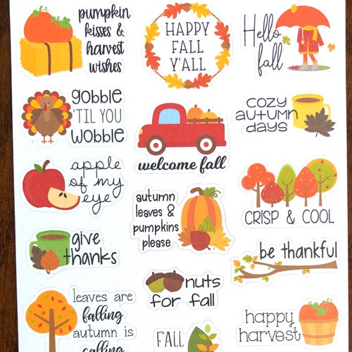 Fall Sayings Planner Stickers Fall Quote Stickers Fall | Etsy
