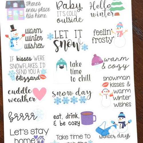 Winter Sayings Planner Stickers Winter Quote Stickers - Etsy