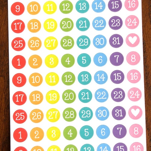 Tiny Rainbow Date Stickers Small Number Planner Stickers - Etsy