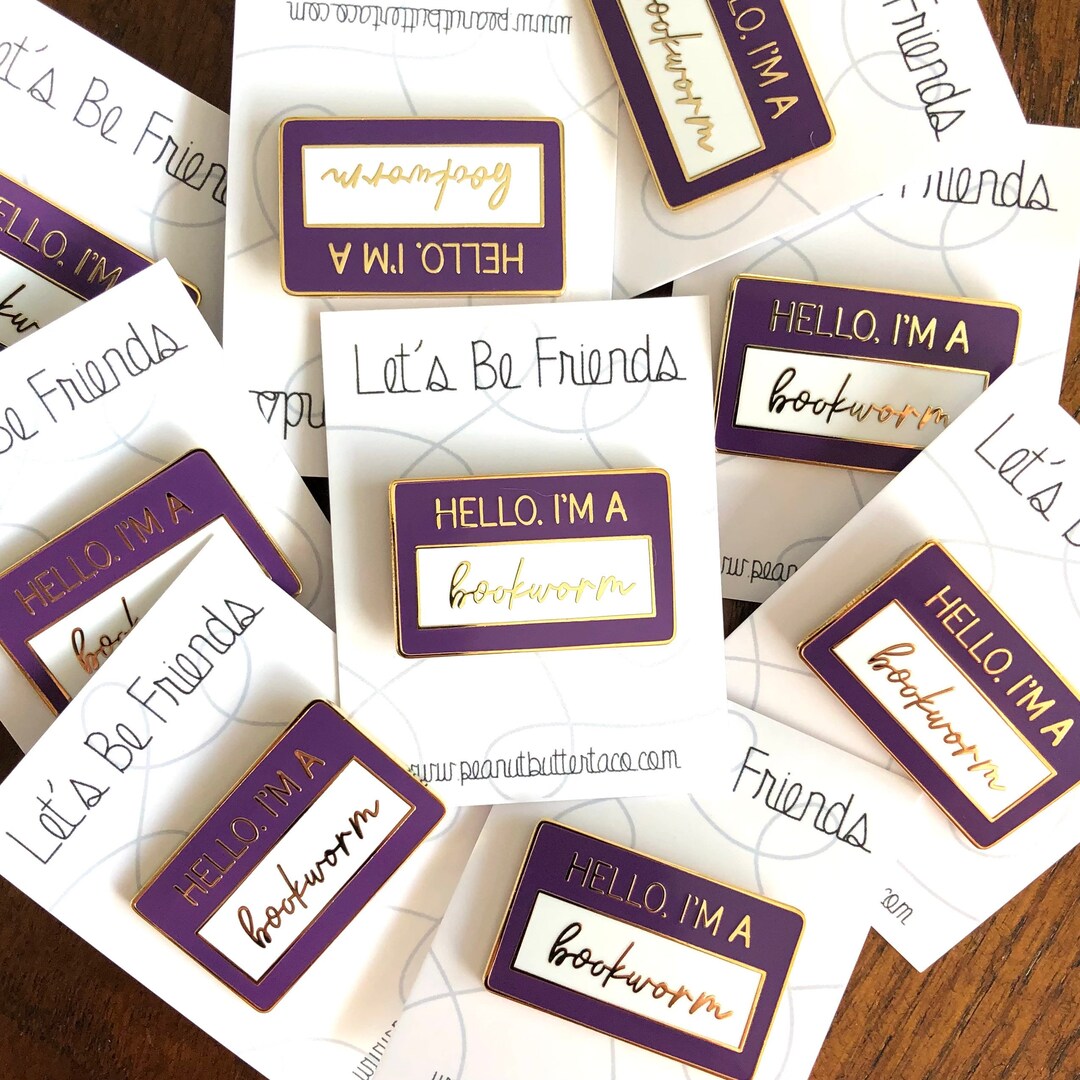 Hello, I'm a Bookworm Enamel Pin - Bookish Enamel Pin - Book Lover ...