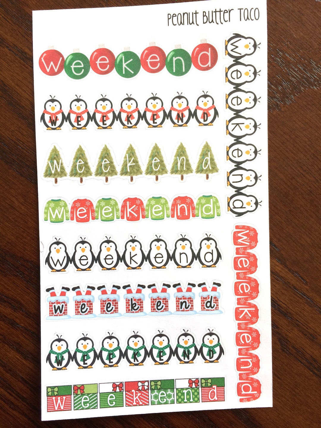 Christmas Weekend Banner Planner Stickers - Weekend Stickers ...