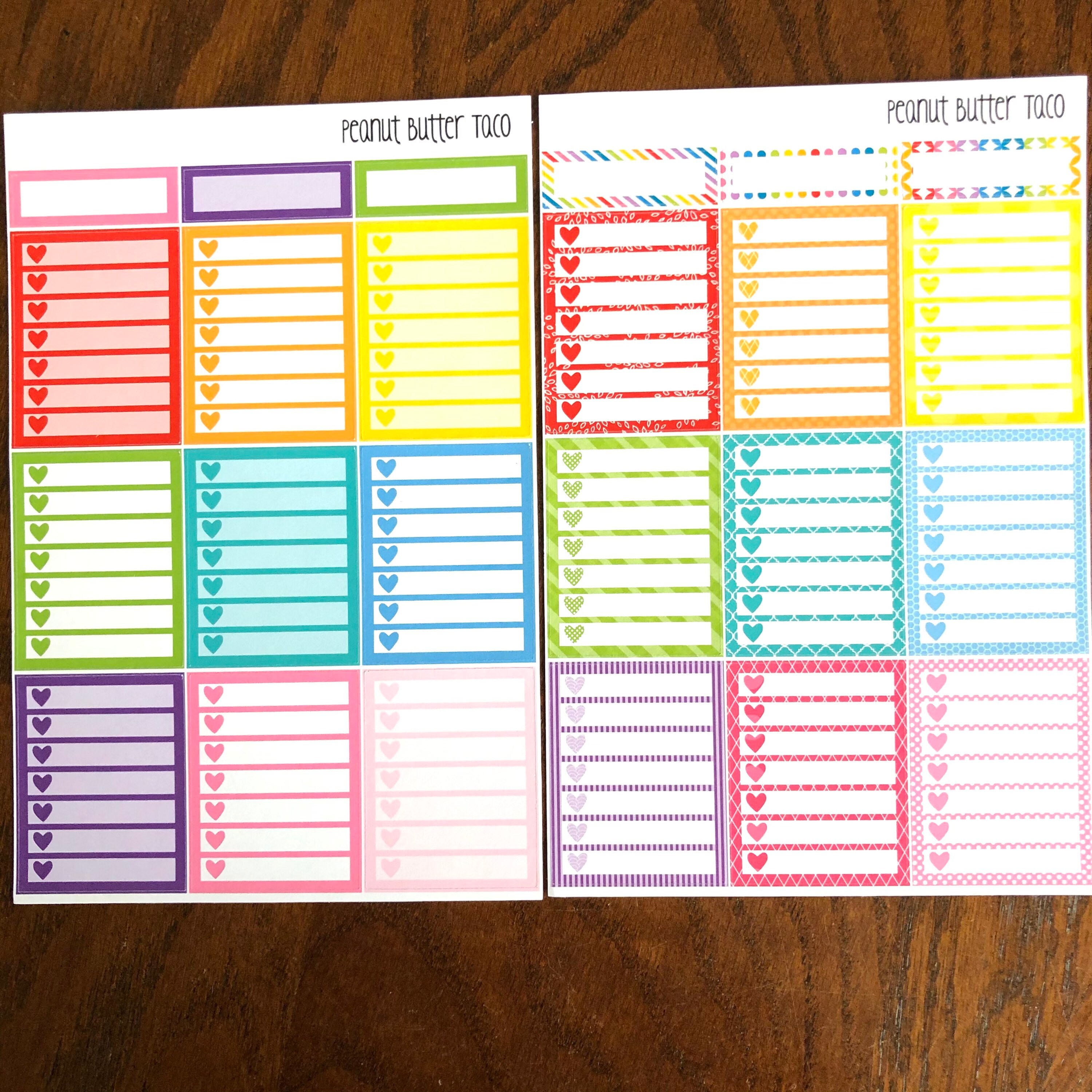 Full Box Checklist Planner Stickers Heart Checklists to Do - Etsy