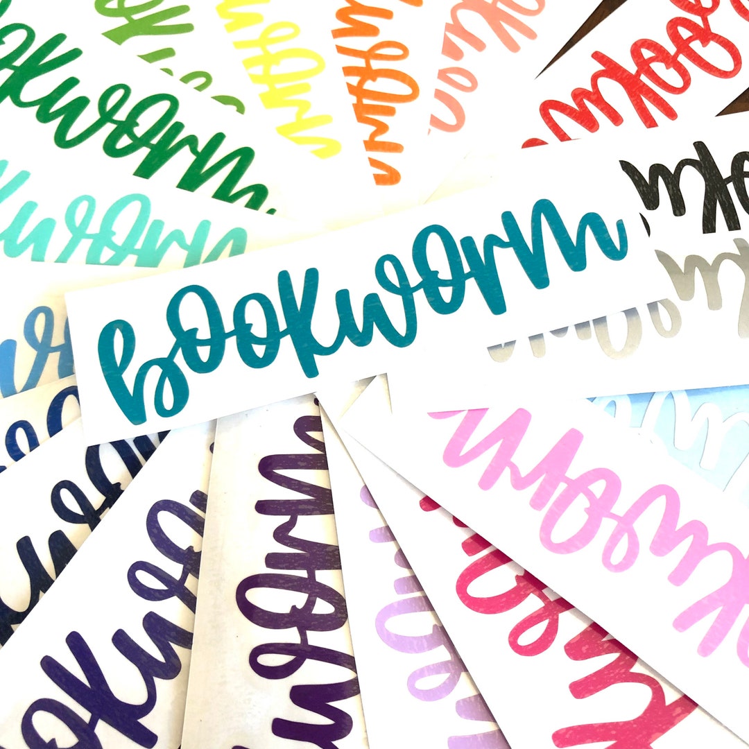 Bookworm Vinyl Decal - Bookish Decal - Hand Lettered Script Reading ...