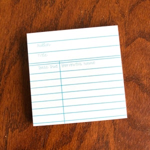 Library Card Sticky Notes Reading Sticky Notes Bookworm Gift Bookish ...