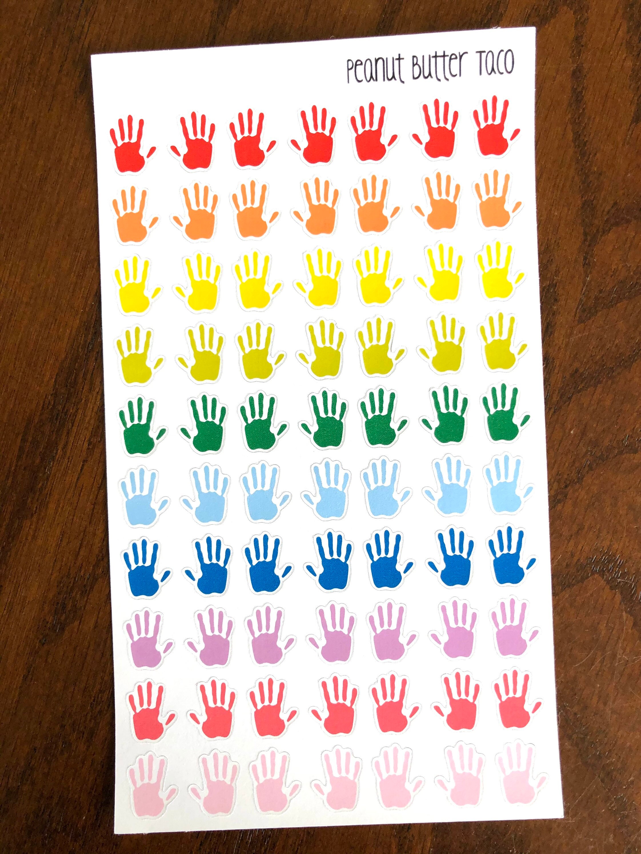 Hand Print Stickers Rainbow or Pastel Handprints Kid Mom | Etsy