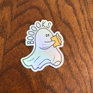 Holo Ghost Reading Vinyl Sticker - Halloween Spooky Sticker ...