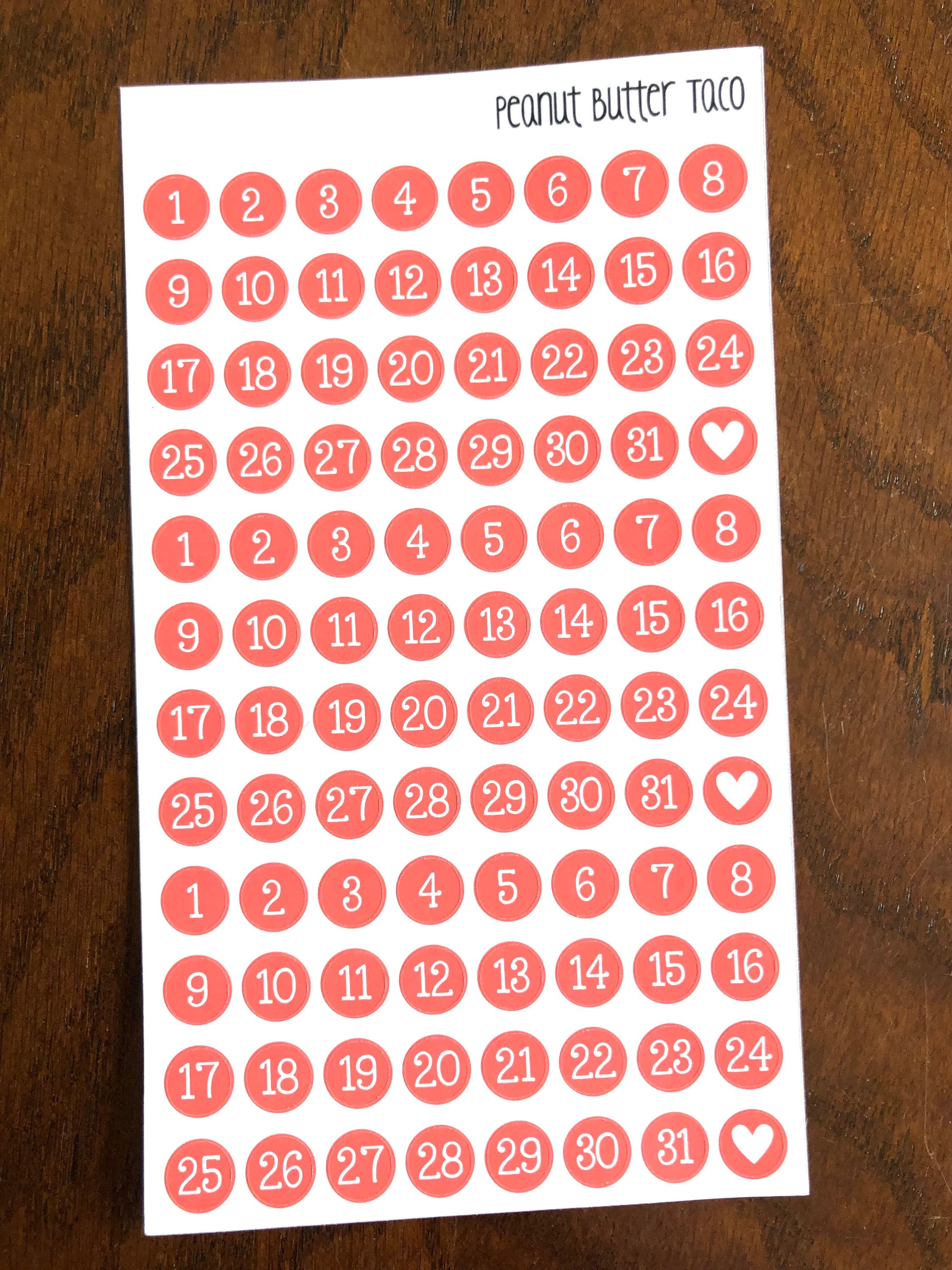 Color Choice Tiny Date Stickers Countdown Stickers Small | Etsy