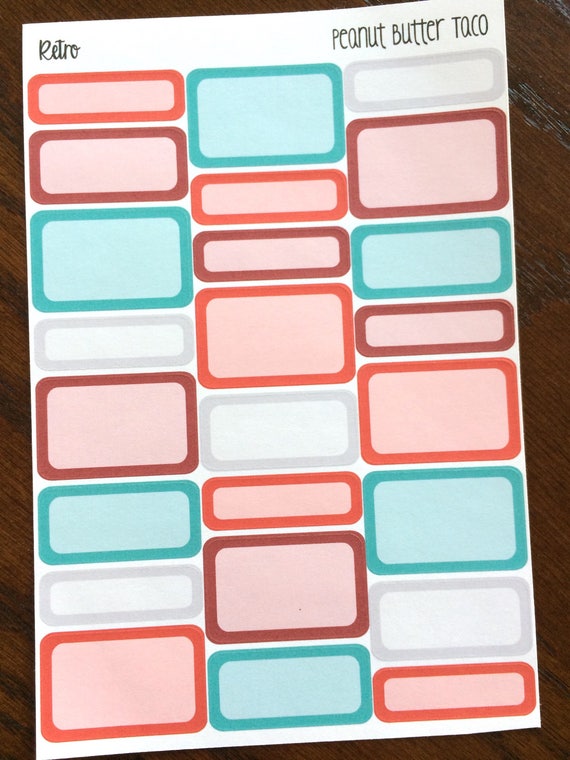 Retro Mixed Boxes Planner Stickers Box Stickers Half Boxes | Etsy
