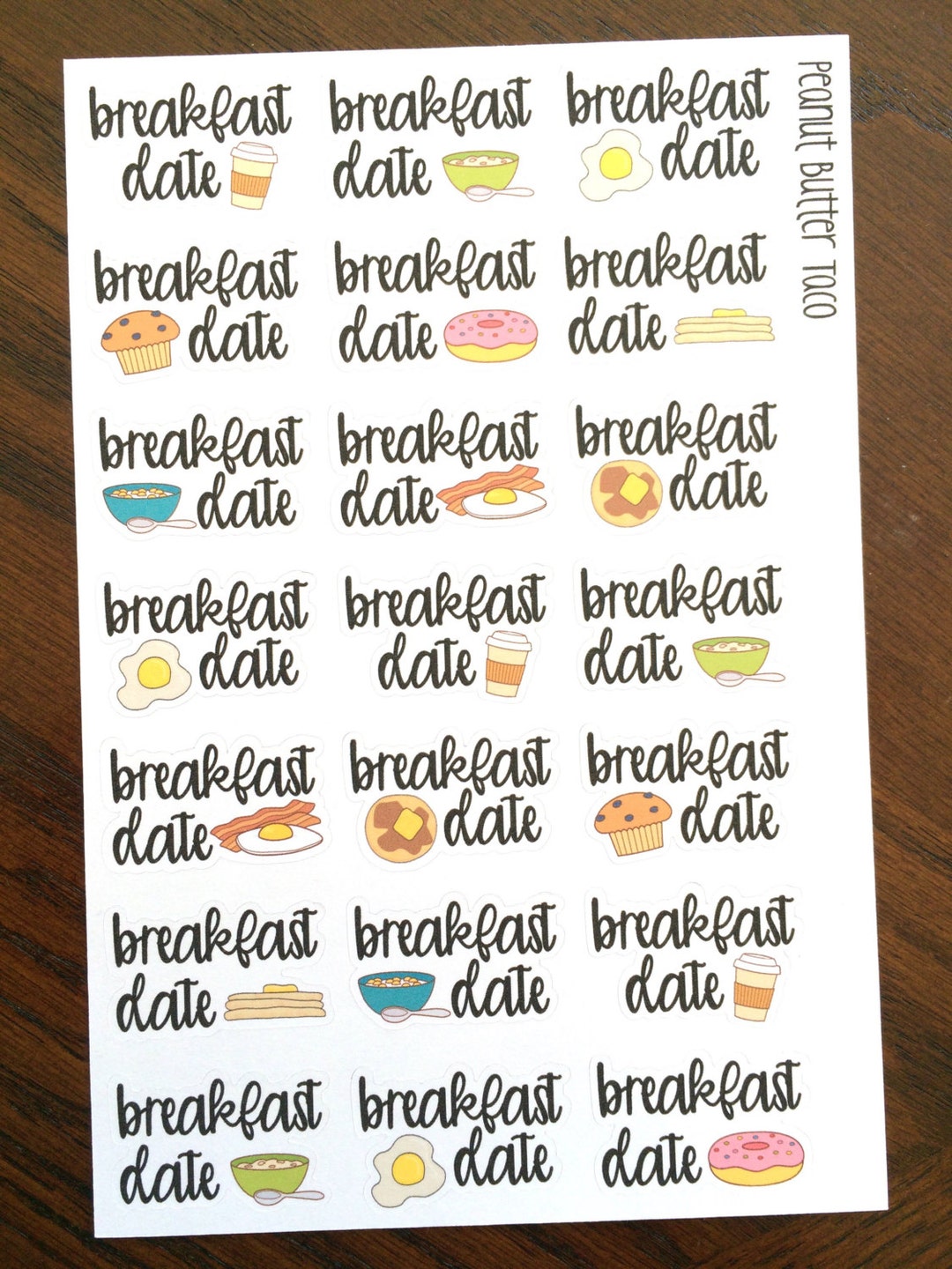 Breakfast Date Planner Stickers - Breakfast Planner Stickers ...