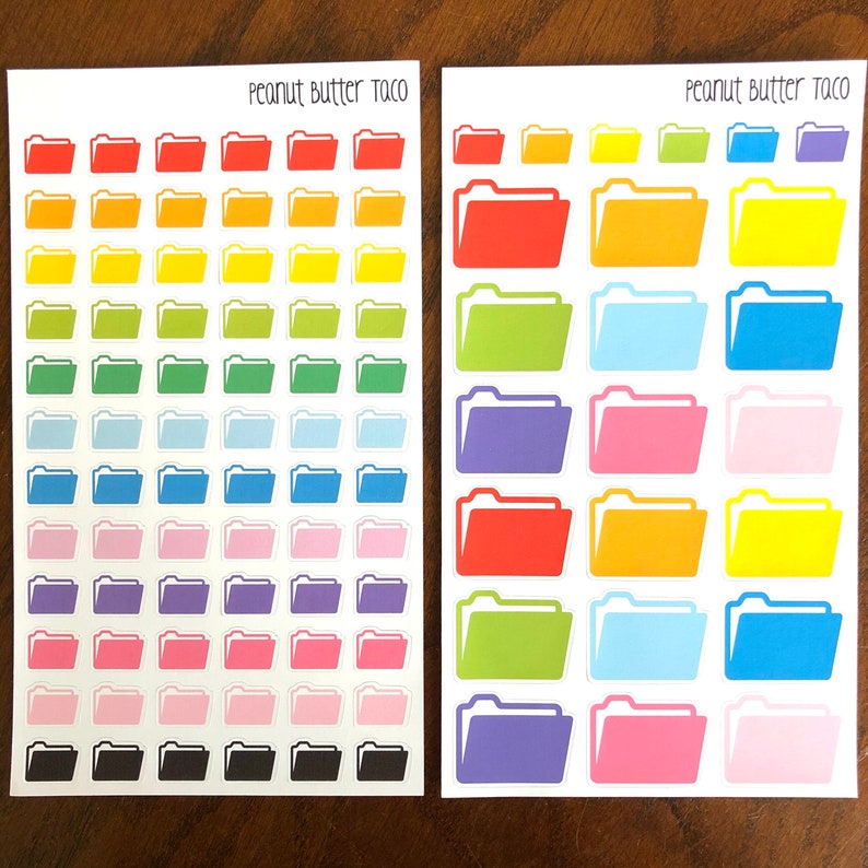 File Folder Stickers - Small or Large File Folder Icon Planner Stickers ...
