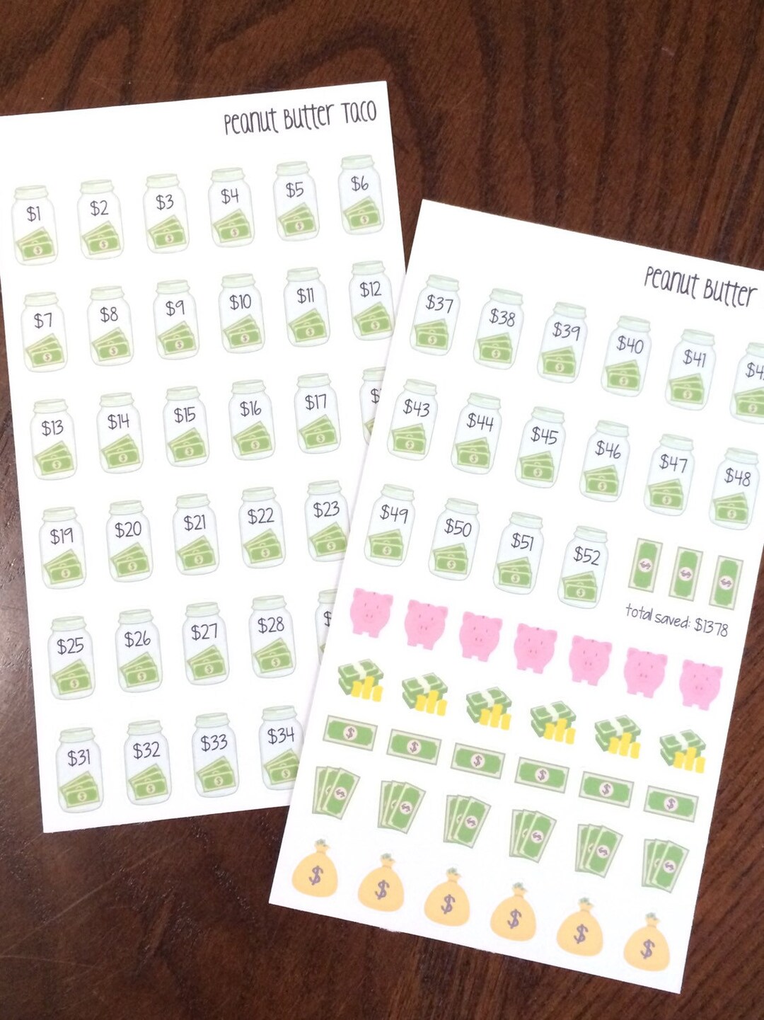 Savings Challenge Planner Stickers - 52 Week Money Challenge Calendar ...