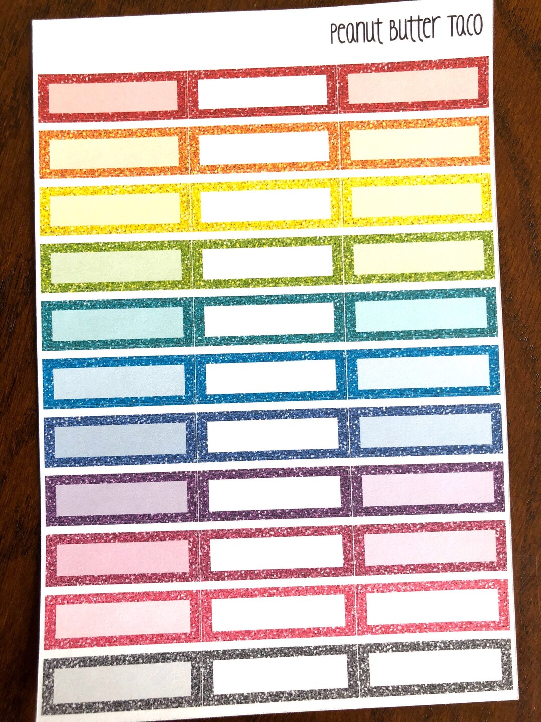 Glitter Rainbow Quarter Boxes - Glitter Planner Stickers - Rainbow ...