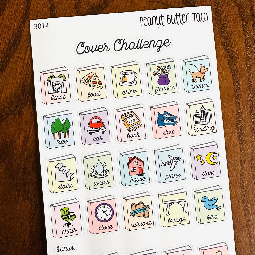 Book Cover Challenge Planner Stickers - on the Cover Reading Planner ...
