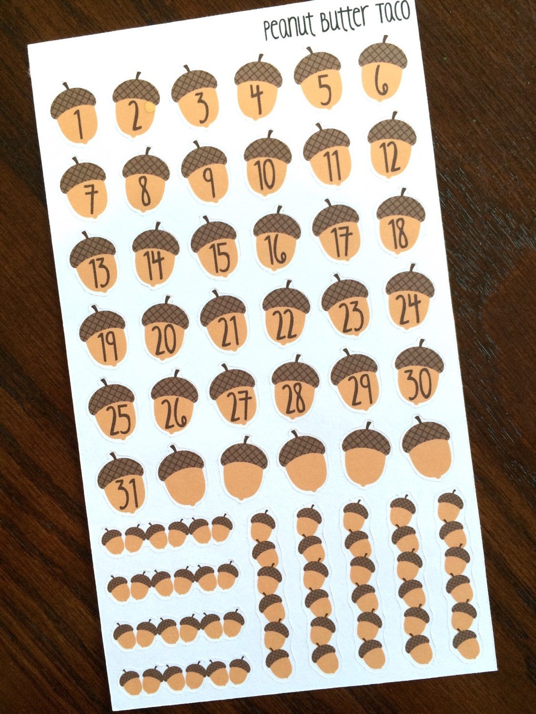Acorn Date Stickers - Fall Date Covers - Number Planner Stickers - Fall ...