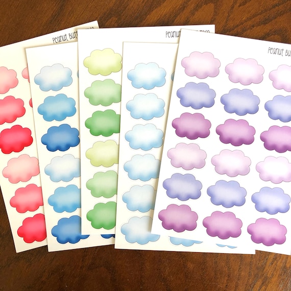 Clouds Planner Stickers Purple Pink Green Blue Cloud - Etsy