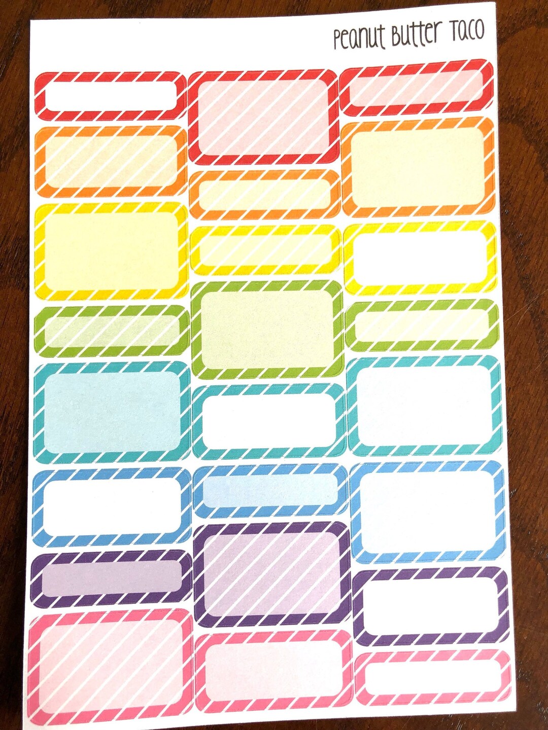 Rainbow Stripes Boxes - Box Planner Stickers - Mixed Sized Boxes - Half ...