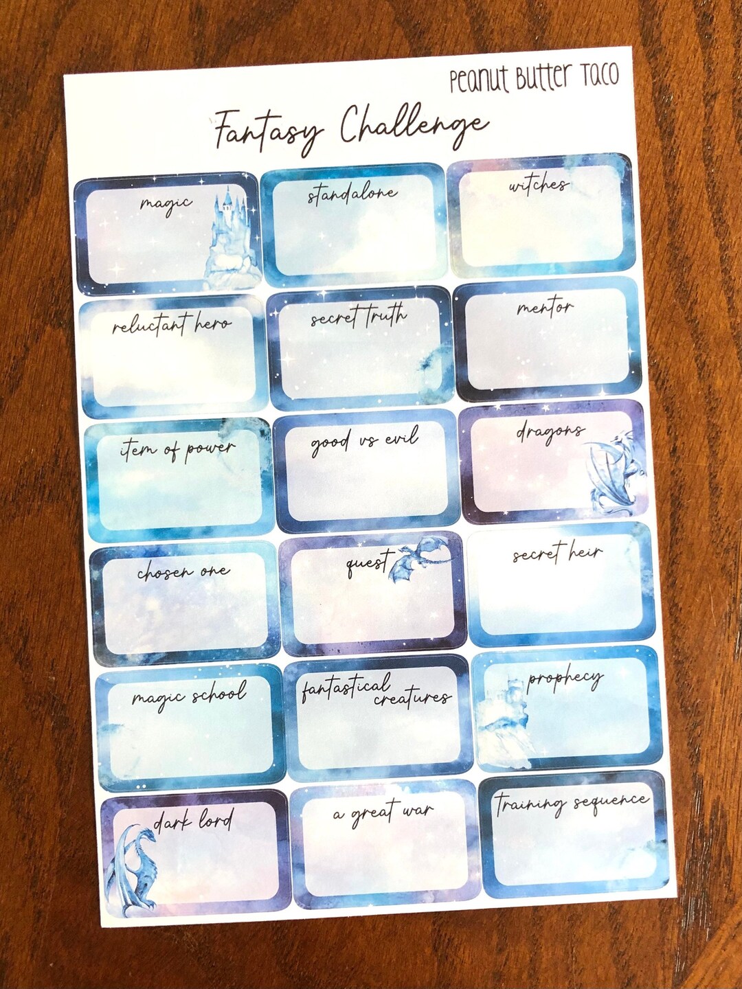 Fantasy Reading Challenge Stickers - Genre Reading Challenge Stickers ...