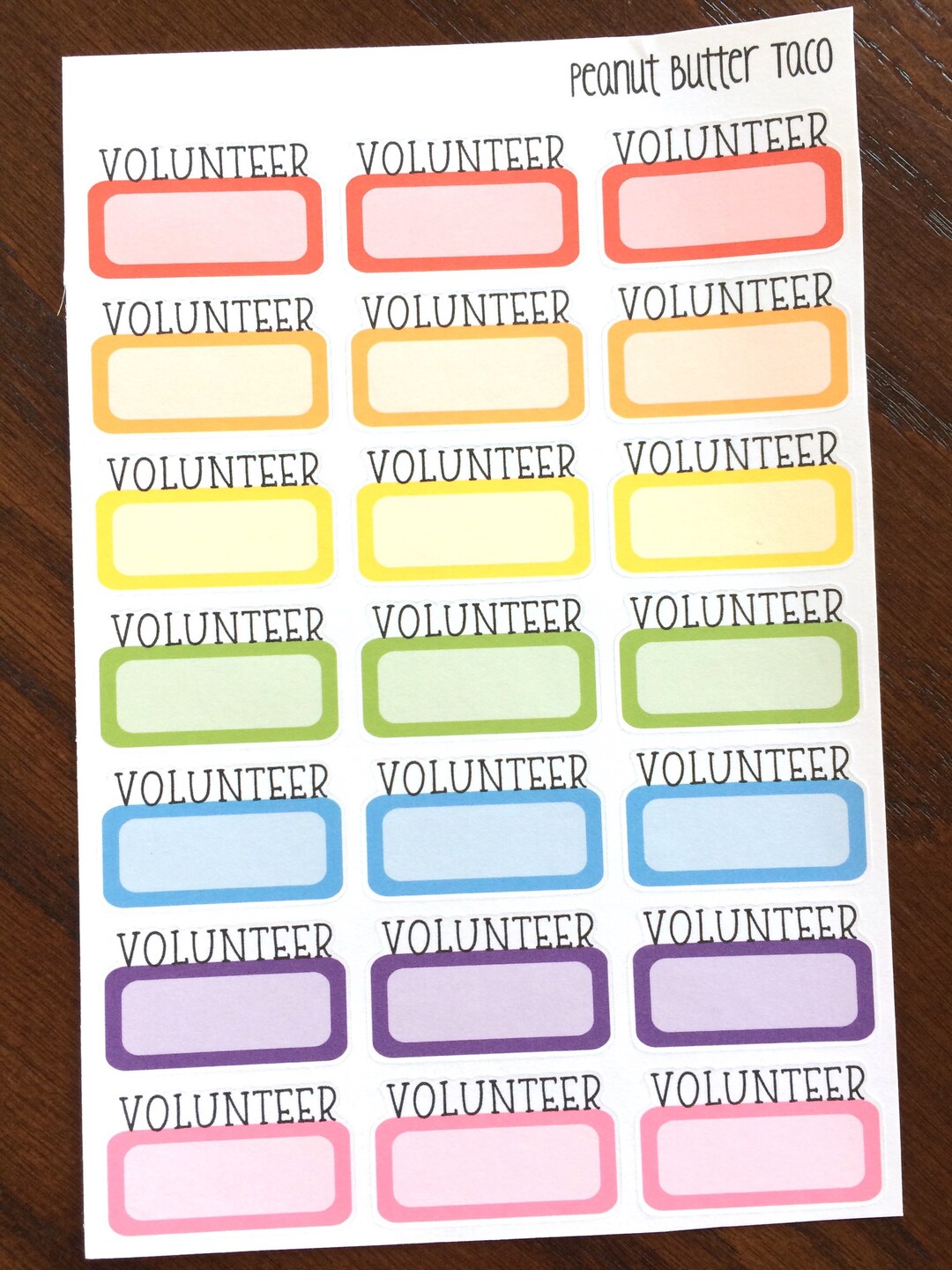 Volunteer Stickers - Volunteer Planner Stickers - Volunteer Boxes - Box ...