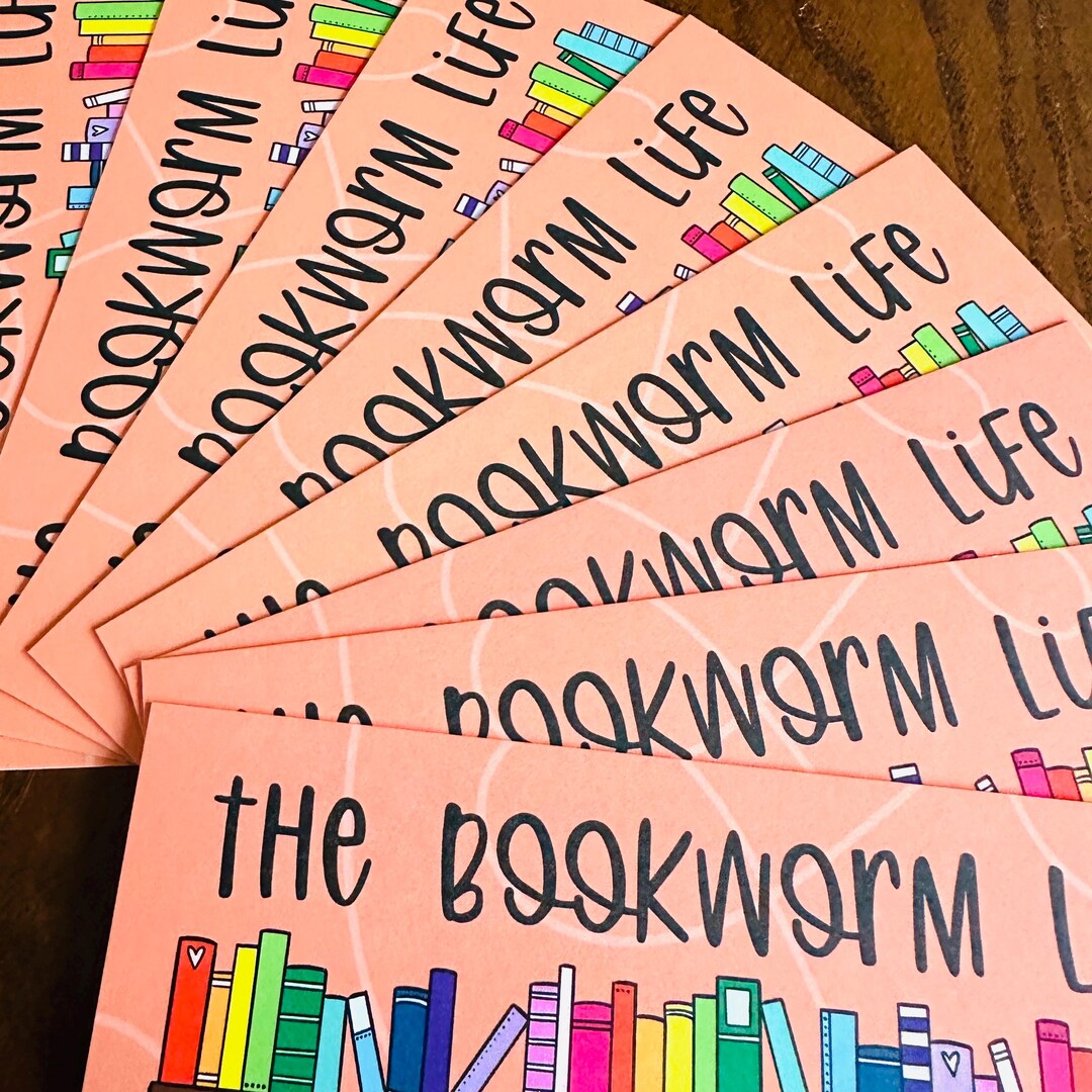 The Bookworm Life Bookmark - Coral - Bookshelf Bookmark - Bookish ...