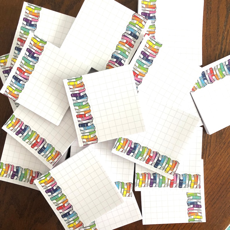 Bookstack Grid Sticky Notes - Reading Sticky Notes - Bookworm Gift ...