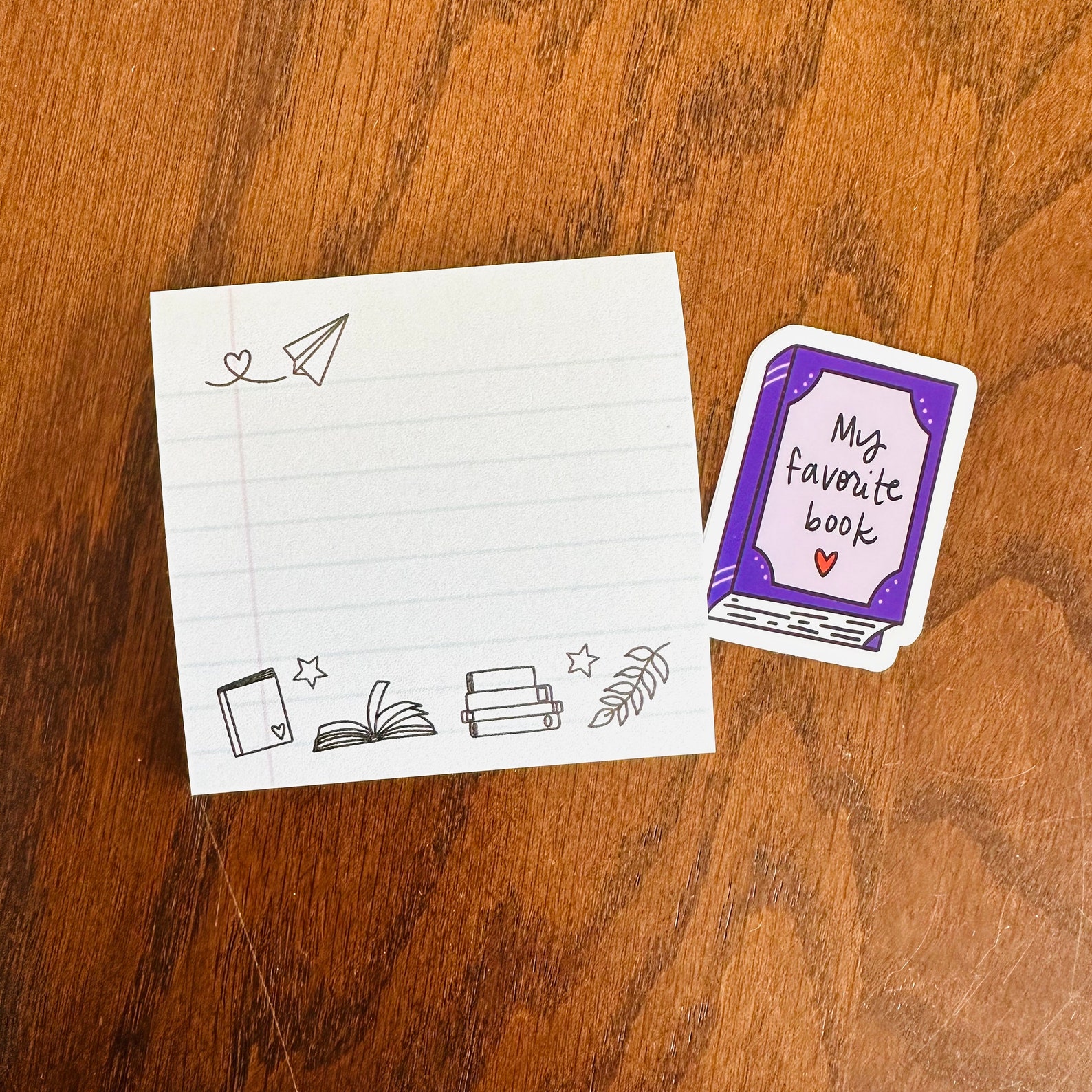 Bookish Doodle Sticky Notes - Reading Sticky Notes - Bookworm Gift ...